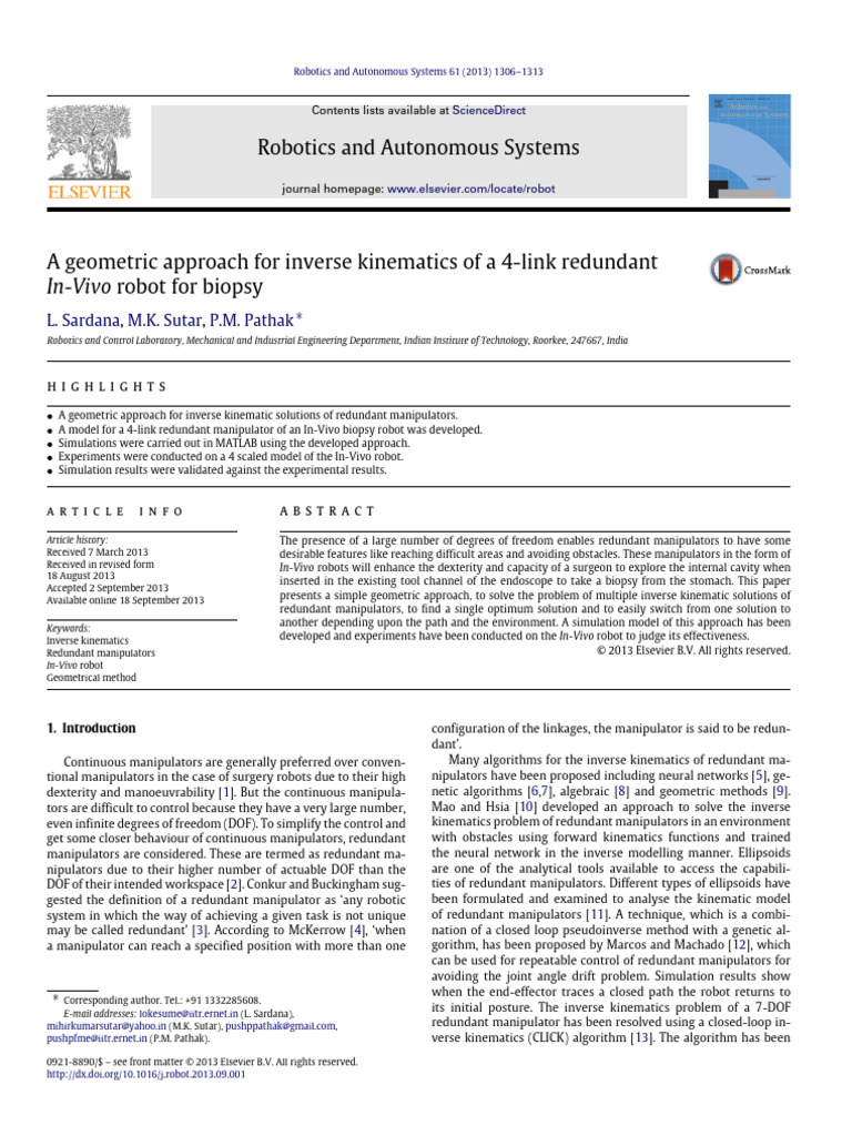 Inverse Kinematics | PDF | Kinematics | Robot