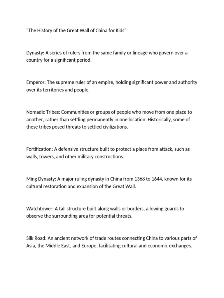 The History of The Great Wall of China For Kids | PDF