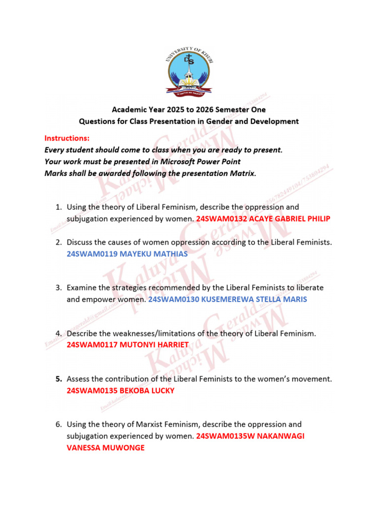 Class Presentation Questions Gender and Development-5 | PDF | Gender ...