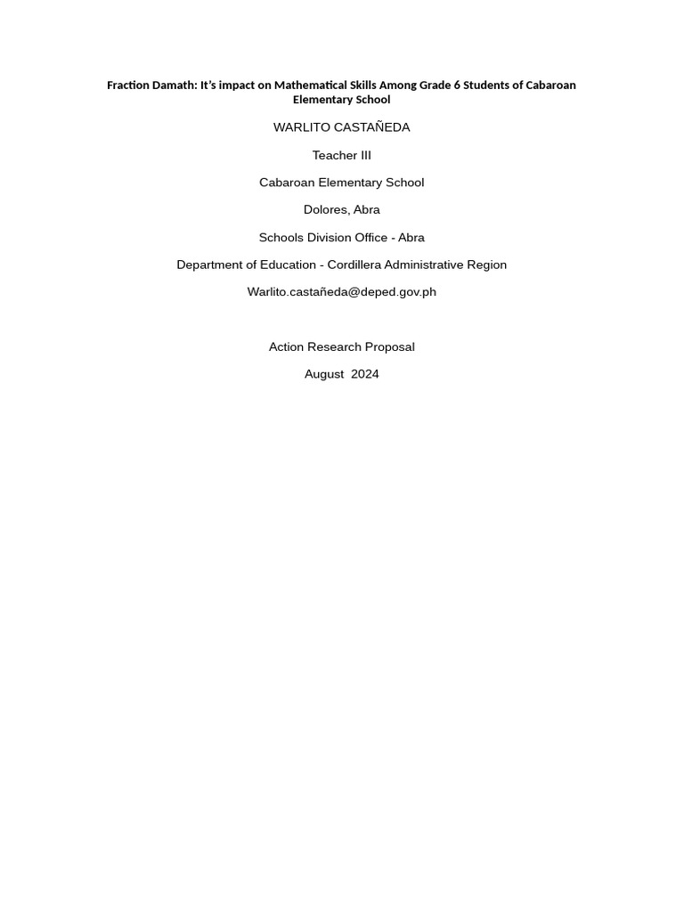 Impact of Fraction Damath on Grade 6 Skills | PDF | Learning | Teachers