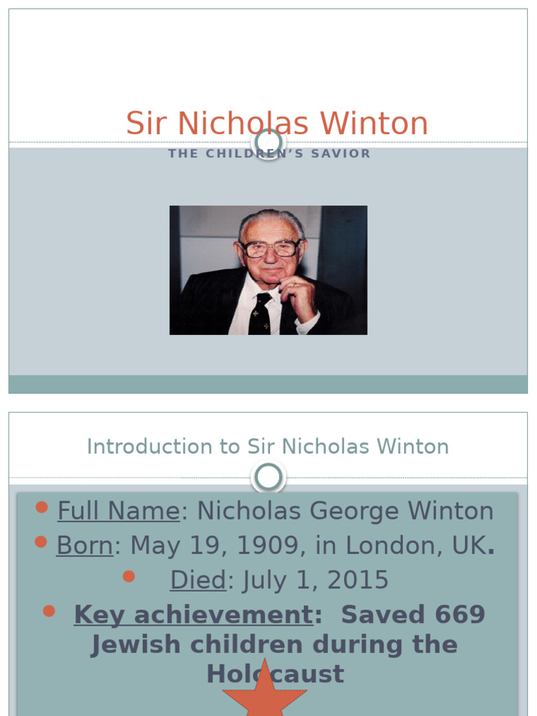 Sir Nicholas Winton: Holocaust Hero | PDF