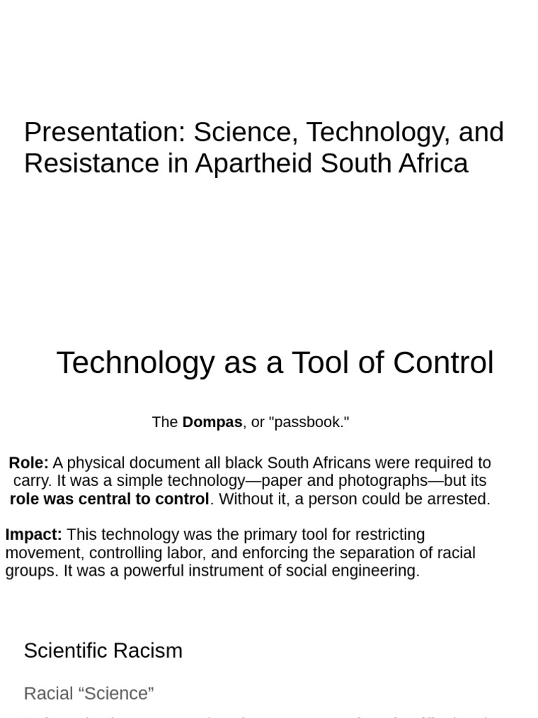 Lesson2 Presentation - Science, Technology, and Resistance in Apartheid ...