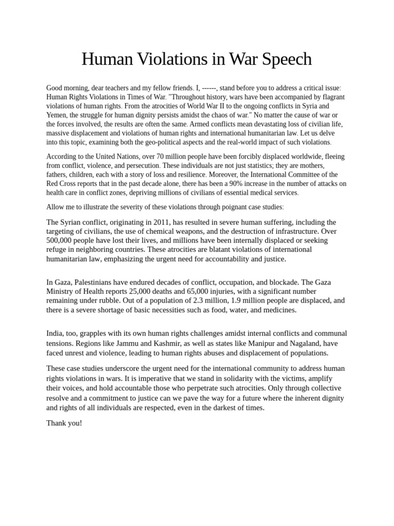 Human Rights Violations in War | PDF | Gaza Strip | Syrian Civil War