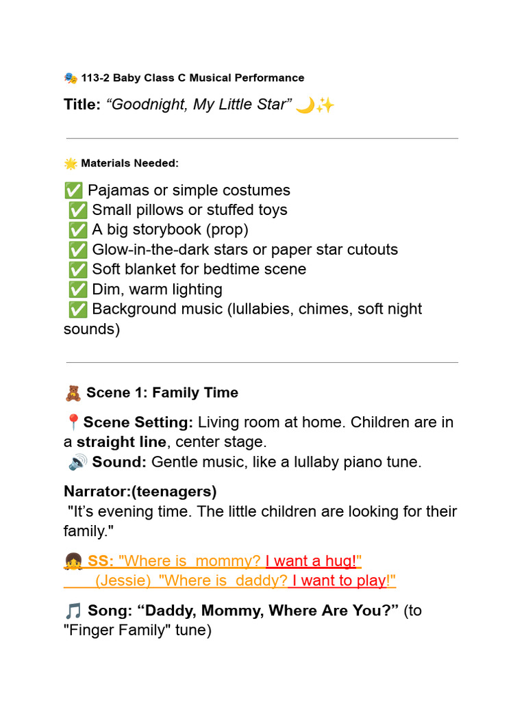 ? 113-2 Baby Class C Musical Performance | PDF