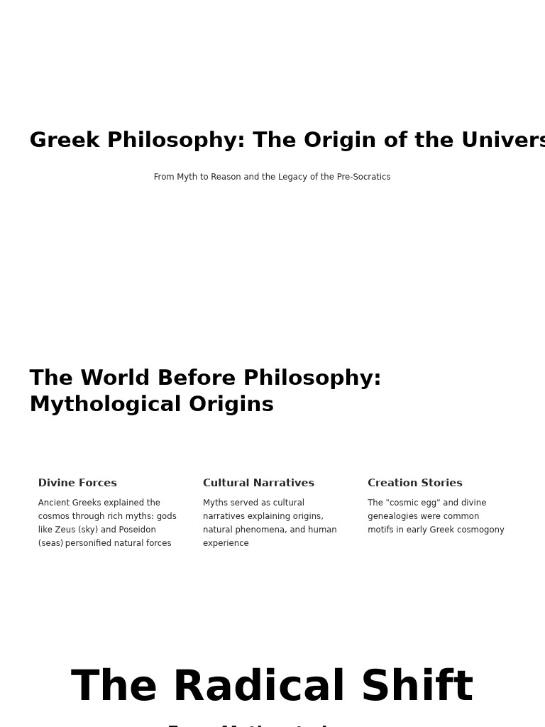Greek Philosophy: From Myth to Reason | PDF | Ancient Greek Philosophy ...