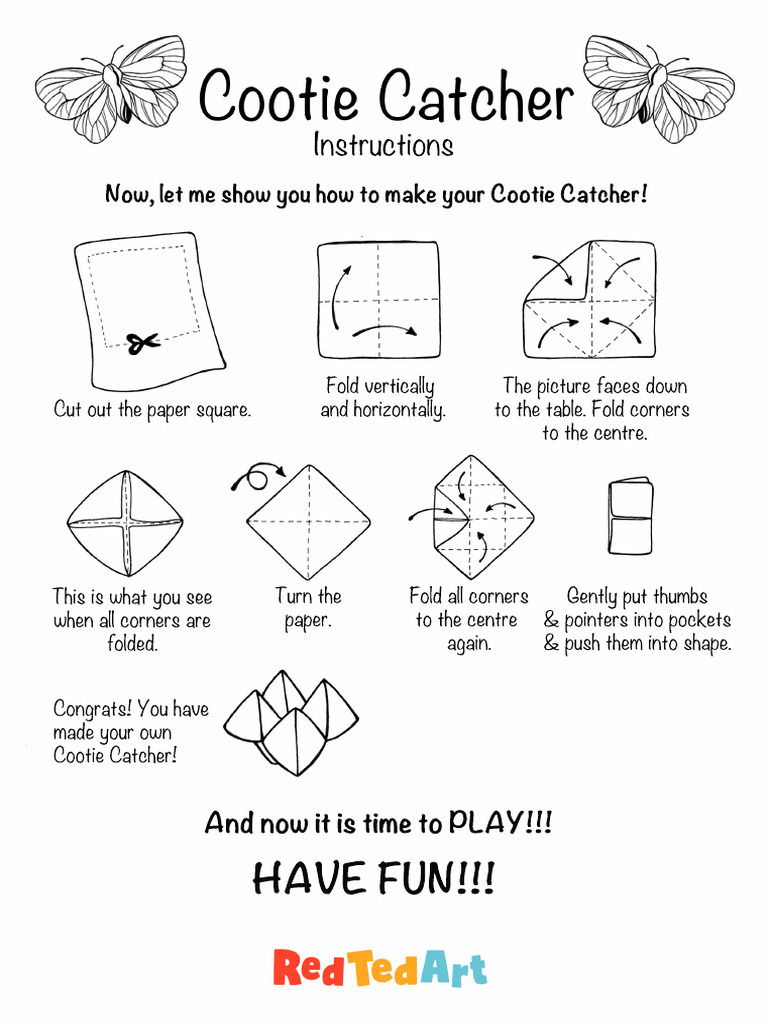 Cootie Catcher Butterfly Instructions | PDF