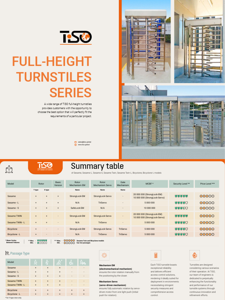 Brochure of Full Height Turnstiles TiSO 1715705911 | PDF | Access Control
