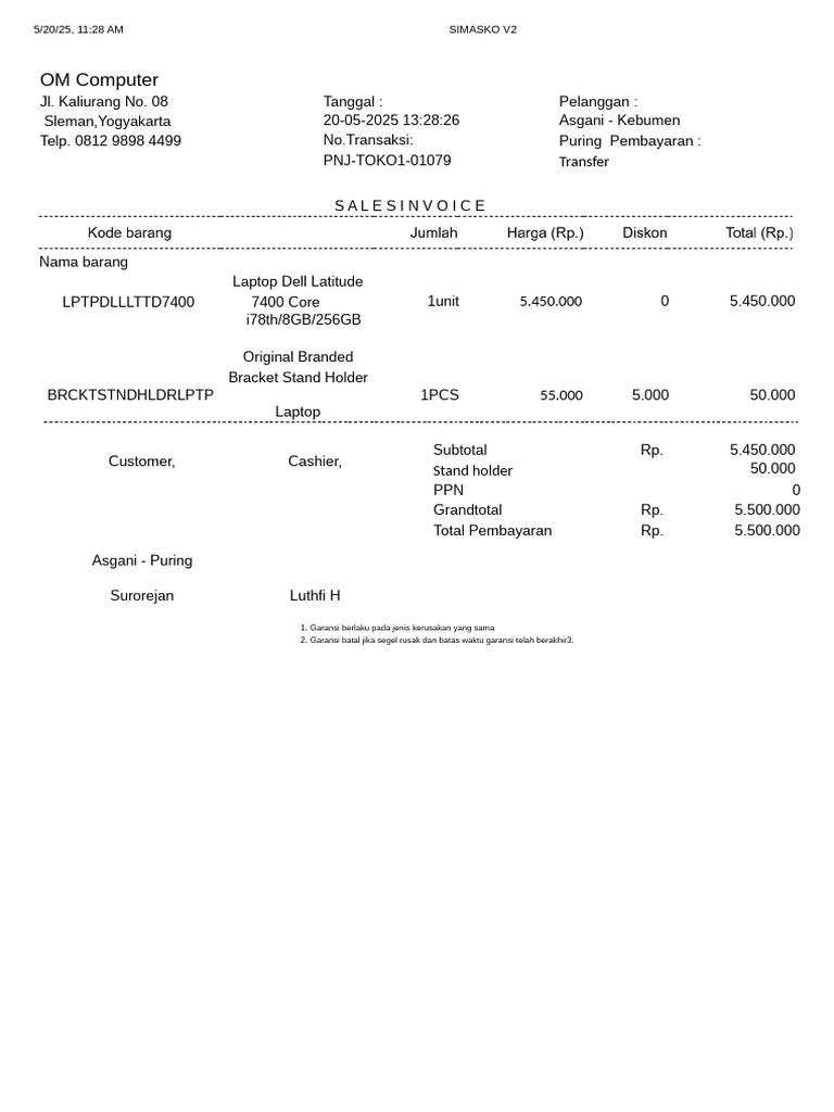 Nota Laptop Dell Latitude 7400 Core I7-8th | PDF