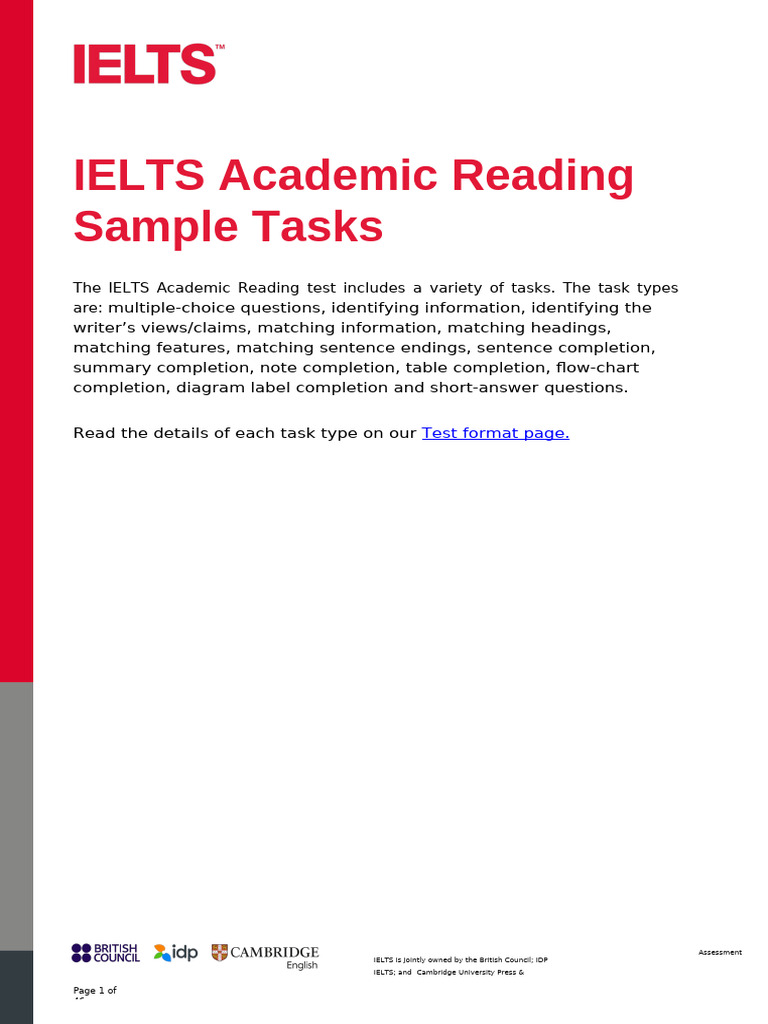 IELTS Academic Reading Task Types Guide | PDF | Marie Curie ...