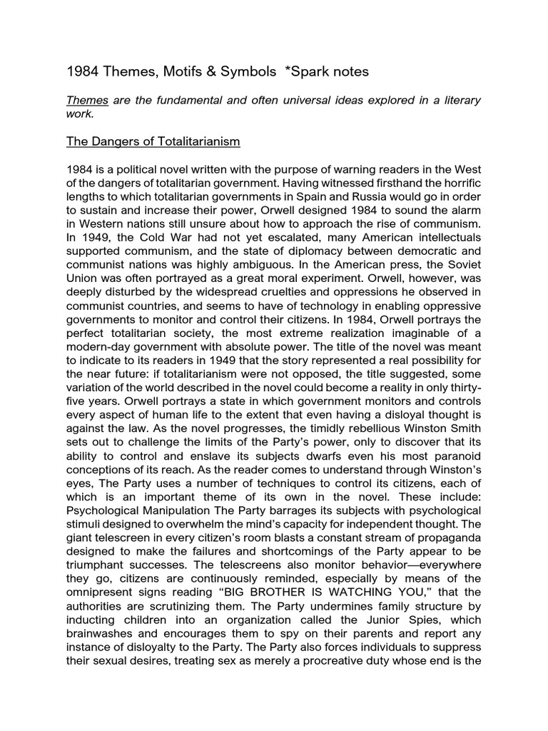 1984: Themes and Motifs Explained | PDF | Totalitarianism
