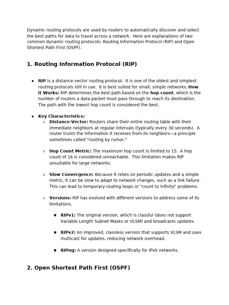 Explain Any Two Routing Protocols | PDF | Routing | Wide Area Network