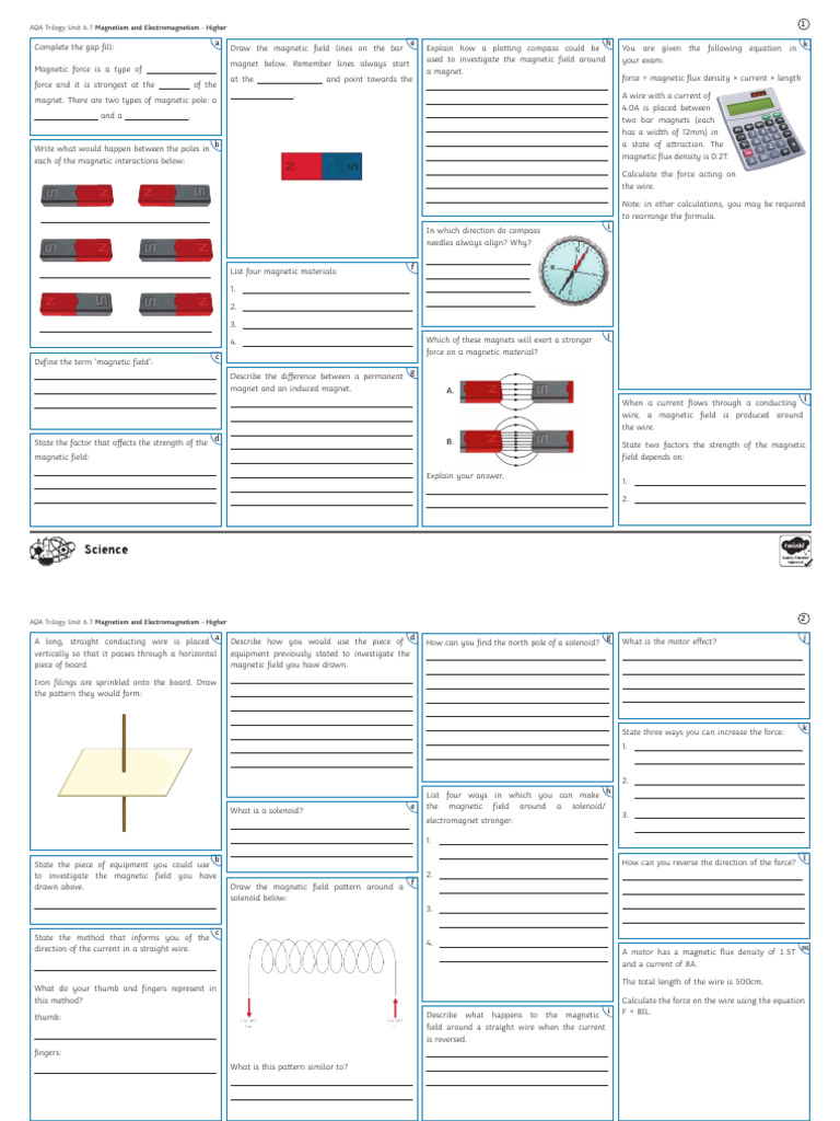 7. AQA GCSE Combined Science Magnetism and Electromagnetism Higher ...