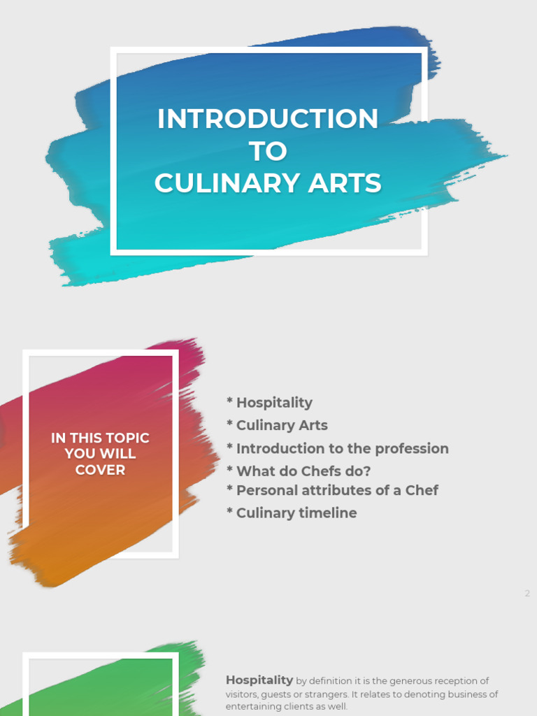 Introduction To Culinary Arts | PDF | Chef | Culinary Arts