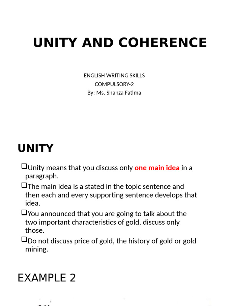 Unity and Coherence-1 | PDF | Tourism | Paragraph