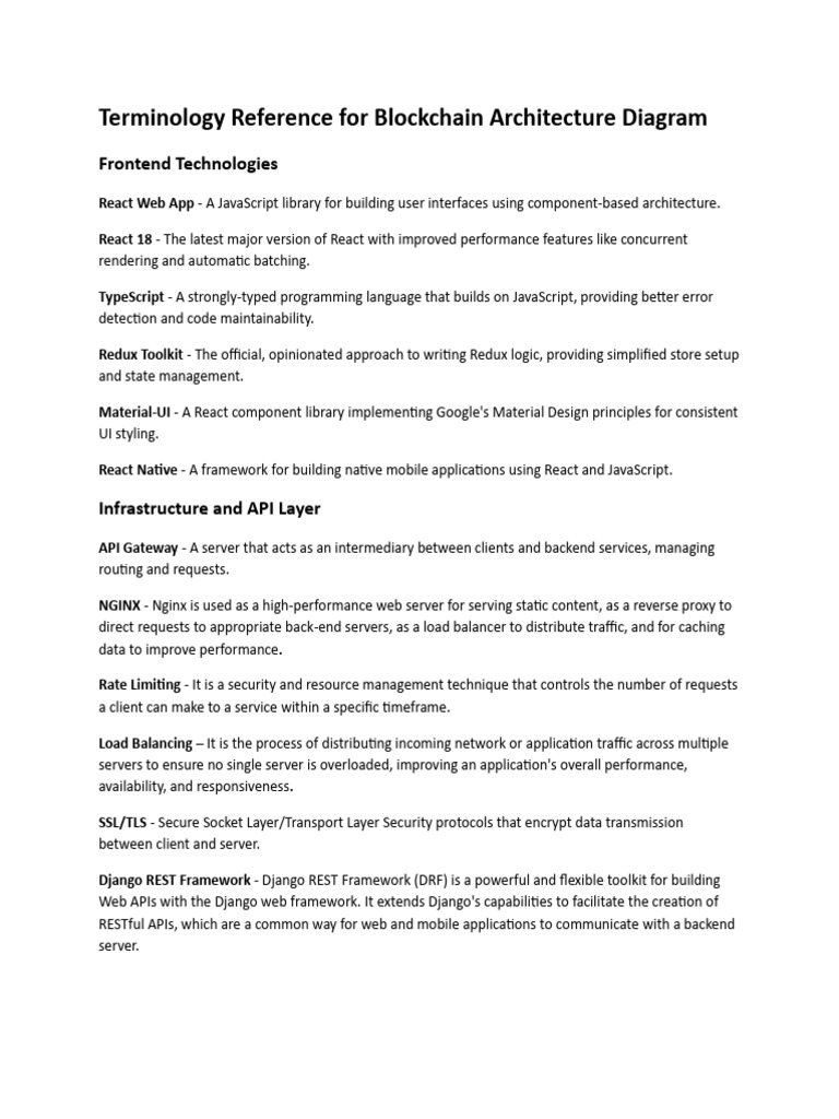 Terminology Reference For Blockchain Architecture Diagram | PDF | Cache ...