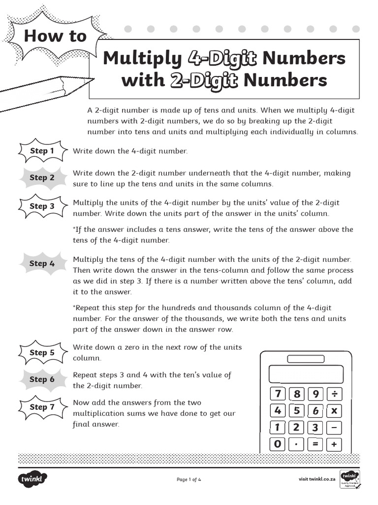 How To Multiply 4 Digit Numbers With 2 Digit Numbers | PDF ...