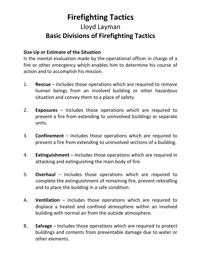 Firefighting Tactics Lloyd Layman | PDF