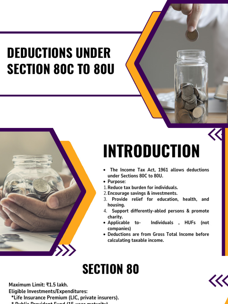 Income Tax Deductions: Sections 80C-80U | PDF | Tax Deduction | Insurance