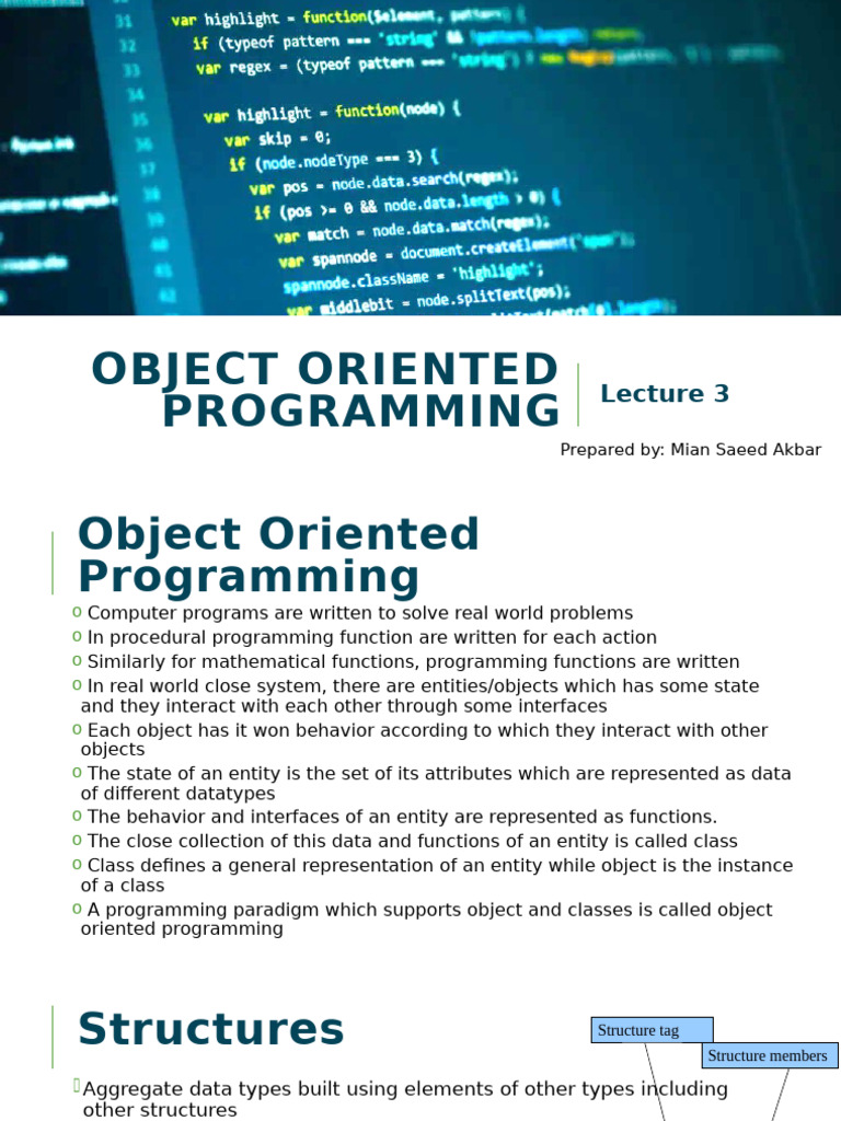 Lecture 3 Object Oriented Programming | PDF | Class (Computer Programming) | Pointer (Computer ...