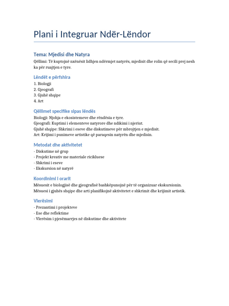 Plani I Integruar Nderlendor | PDF