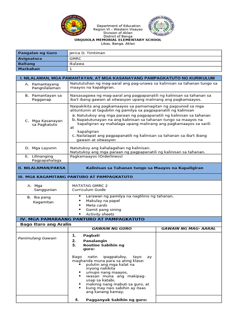 GMRC Lesson Plan | PDF