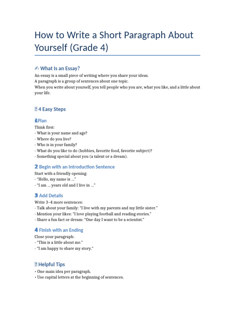 Writing an Essay for 4th Graders | PDF