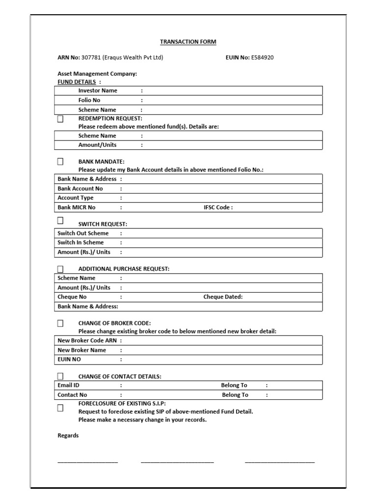 Transaction Form for Fund Management | PDF