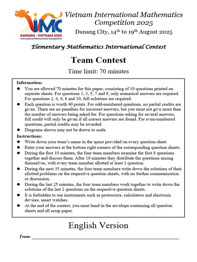 VIMC-2025 Keystage-2 Team Final.x17381 | PDF | Ring (Mathematics ...