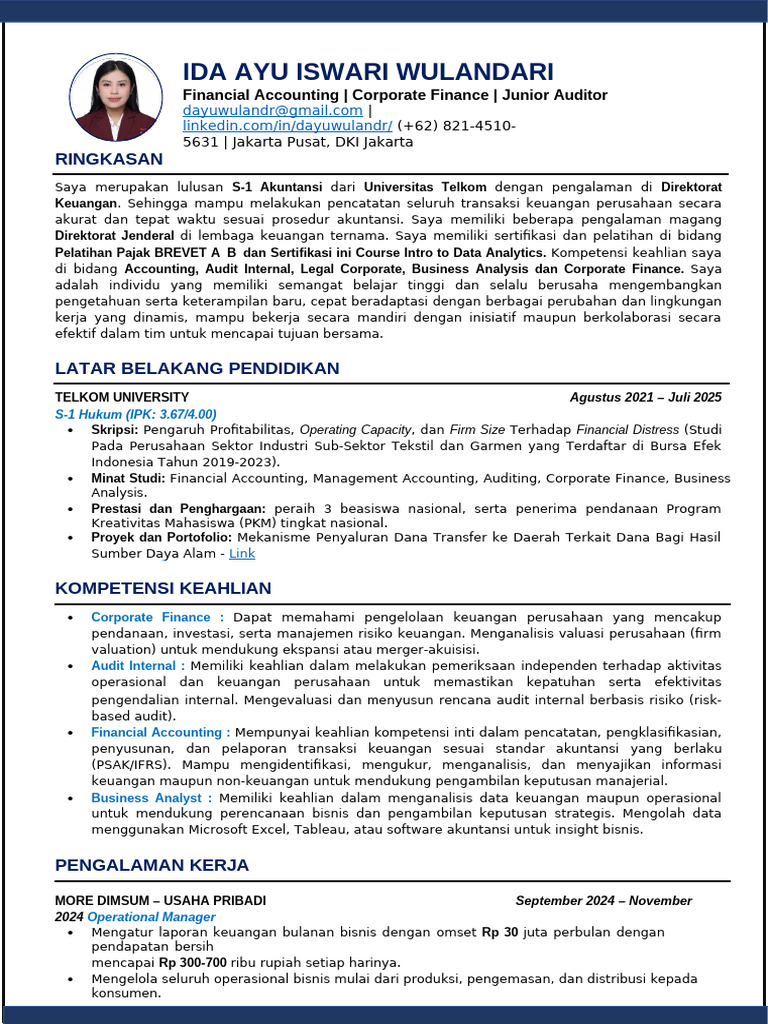 (IND) CV ATS - IDA AYU - Rev4 | PDF