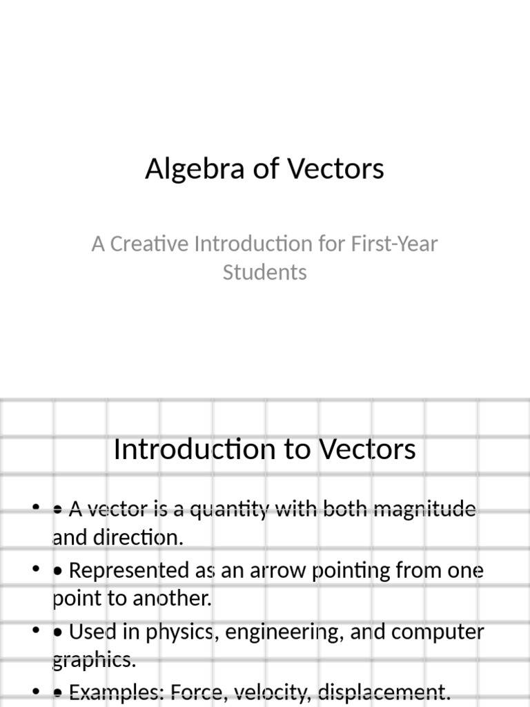 Algebra of Vectors MathBackground | PDF