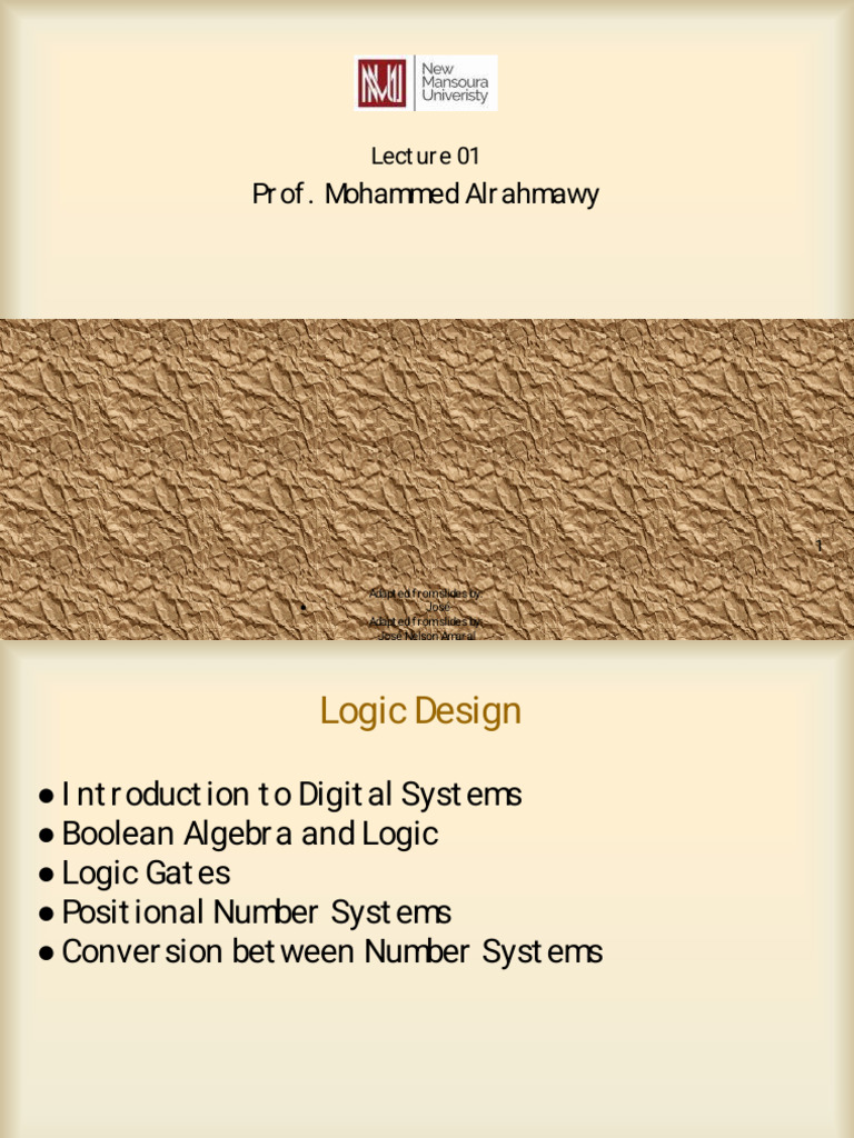 Logicdesign Nmu Lecture 01 2025 2026 | PDF | Electronic Circuits | Electronic Design