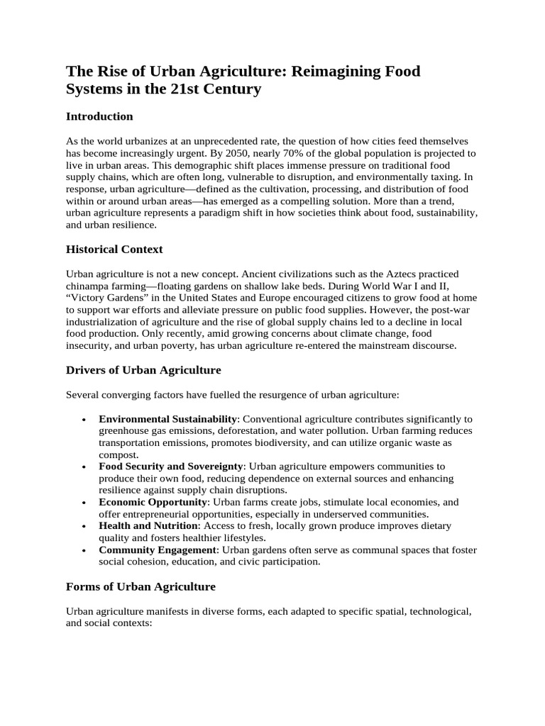 The Rise of Urban Agriculture | PDF | Urban Agriculture | Agriculture