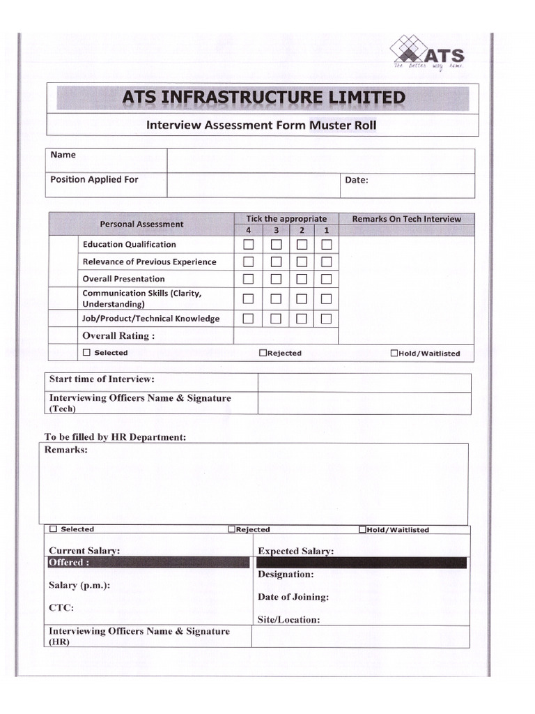 Joining Form Muster Roll | PDF