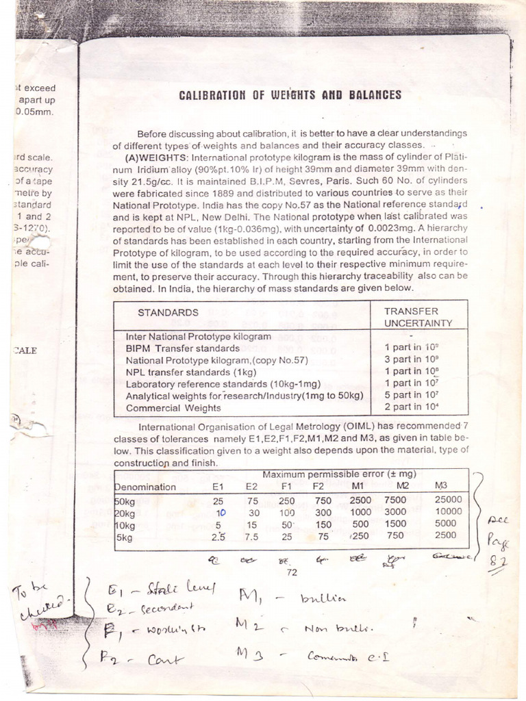 Calibration of Weights and Balances | PDF