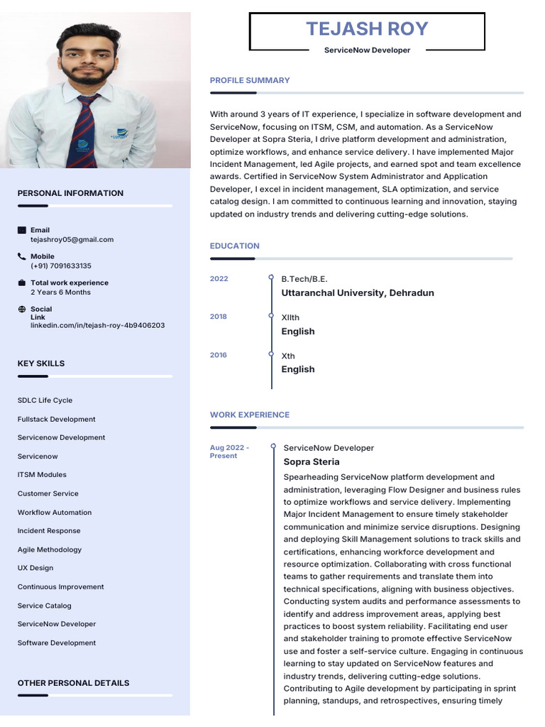 Tejash Roy: Profile Summary | PDF | Software Development Process ...