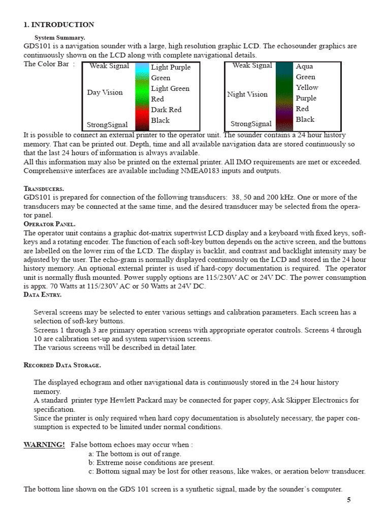 GDS101 Navigation Sounder Overview | PDF | Backlight | Computing