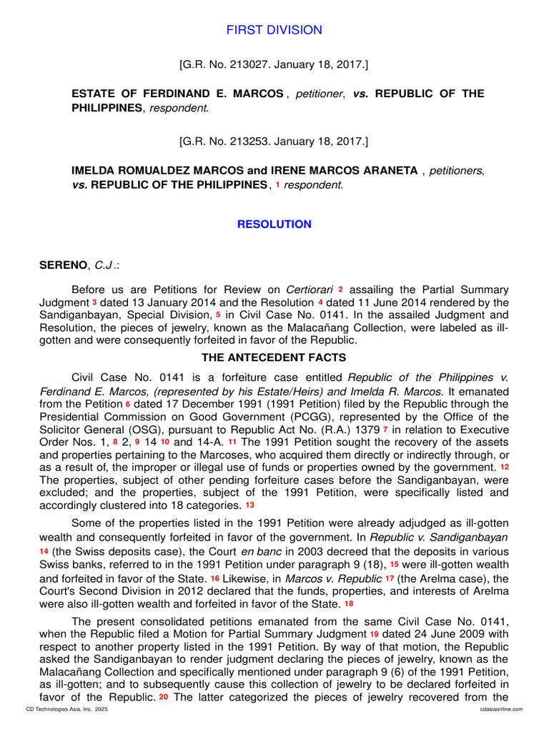 02.a. Estate of Marcos v. Republic (2017) | PDF | Legal Procedure ...