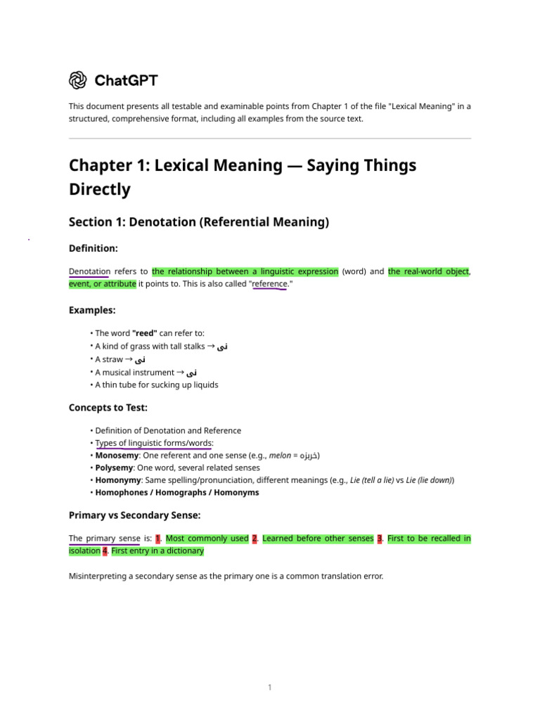 Understanding Lexical Meaning Concepts | PDF | Definition | Language ...