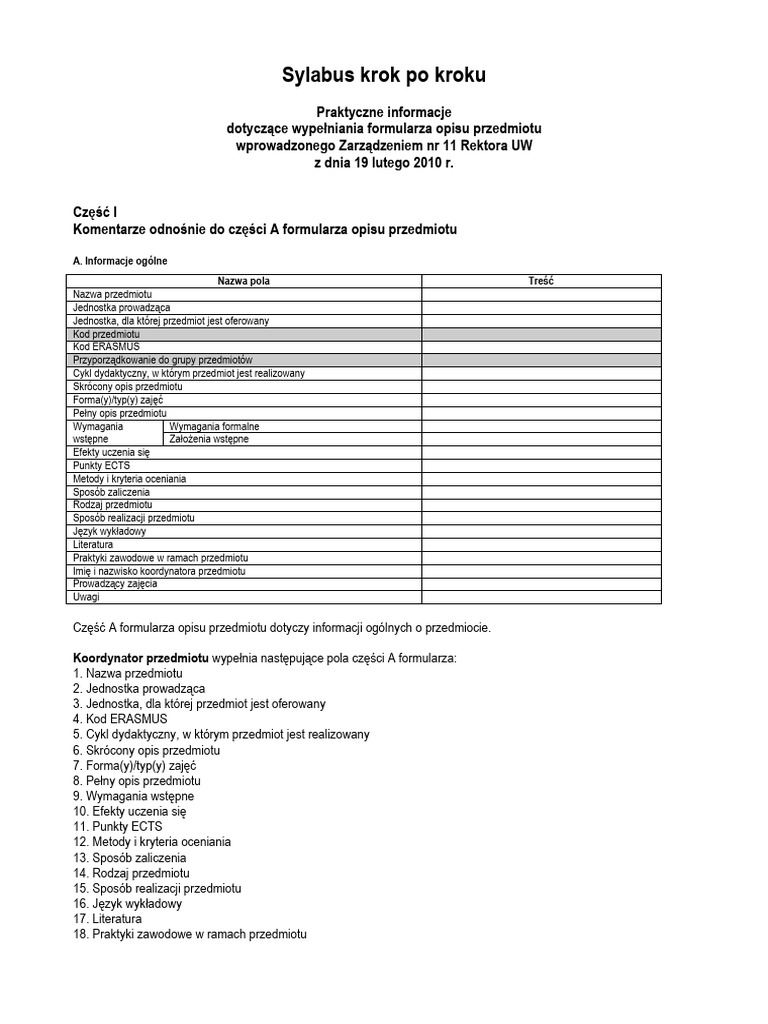 Sylabus - Krok Po Kroku | PDF