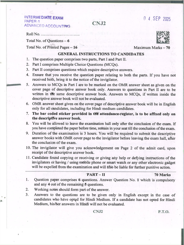 CA Inter Sept Paper 1 | PDF
