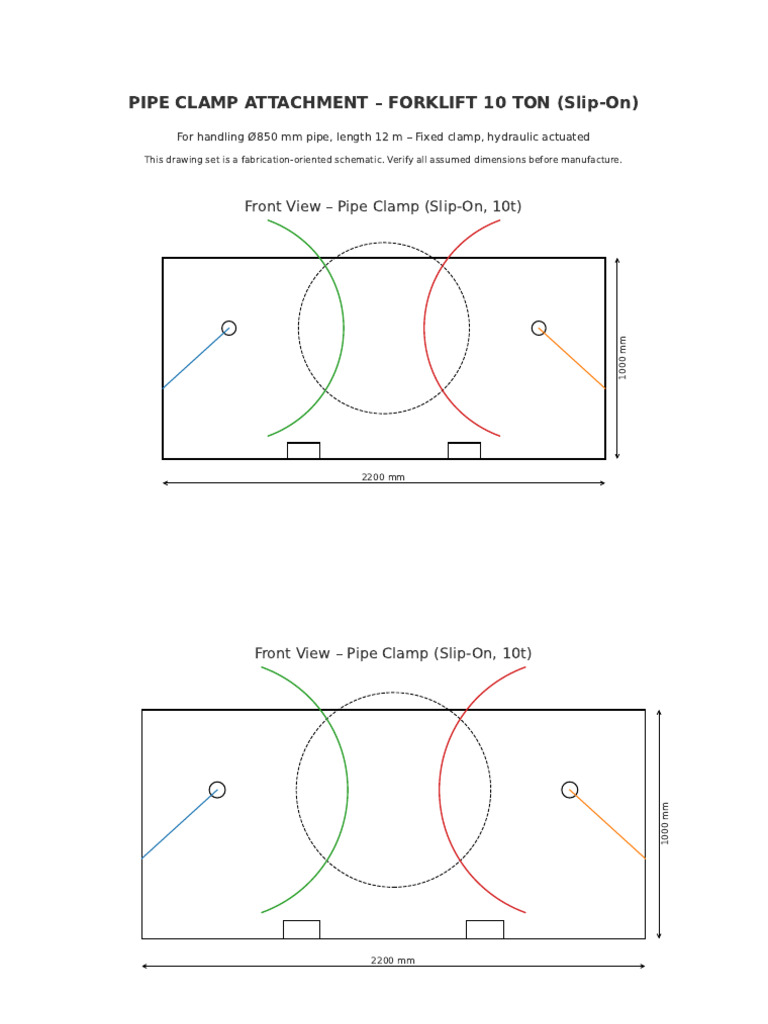 Attachment Pipe Clamp 10t DWG | PDF | Pipe (Fluid Conveyance) | Forklift