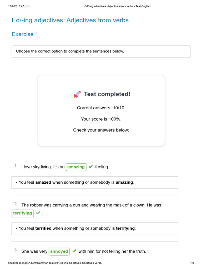 Understanding -Ed/-Ing Adjectives | PDF | Language Mechanics | Languages