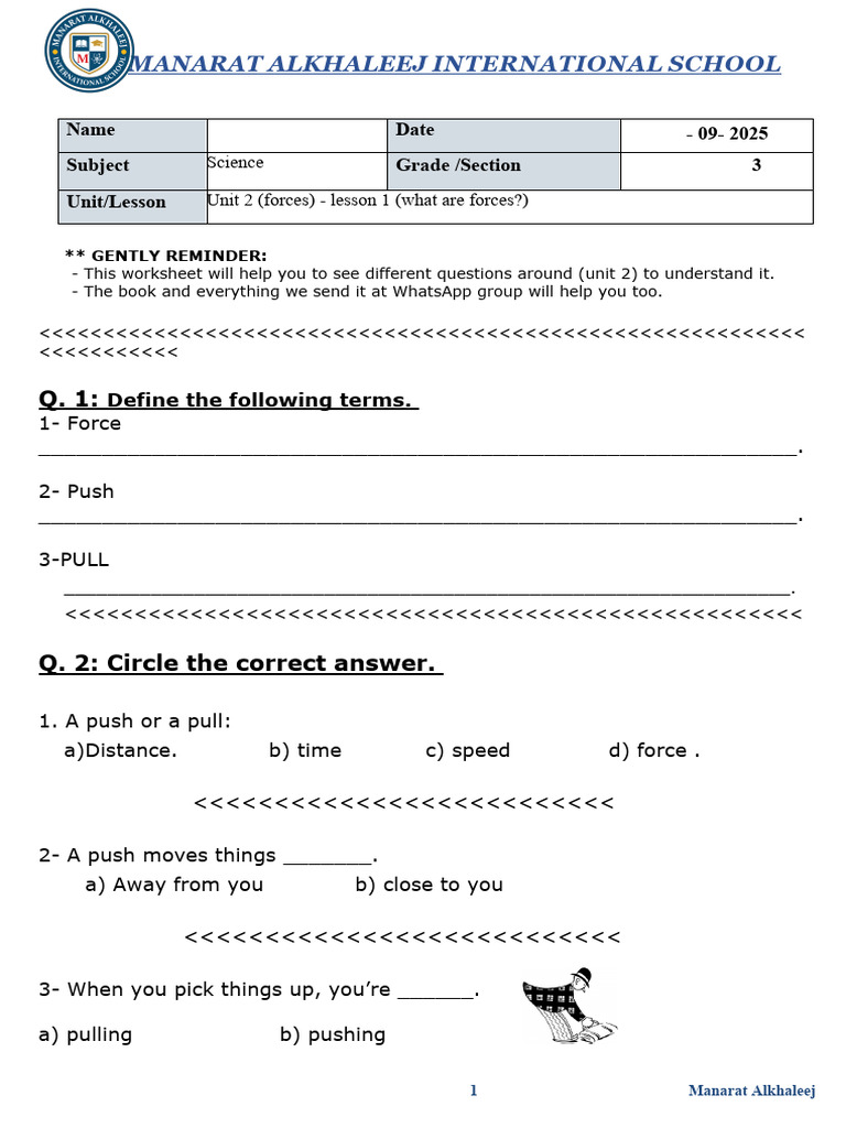 Worksheet 1 g3 L1 | PDF