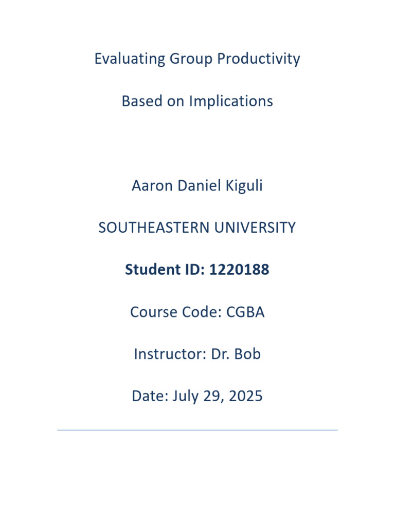 Module 4 Reflection On Group Productivity | PDF | Organizational ...