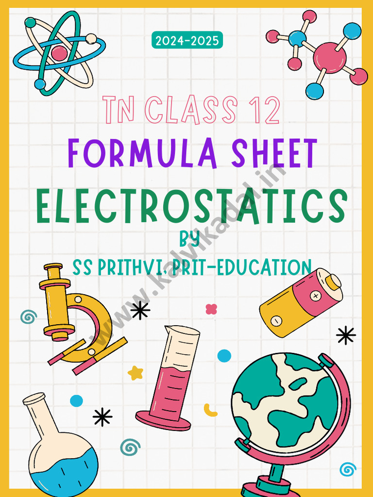 12th Physics Electrostat-Formula | PDF | Electric Field | Sphere