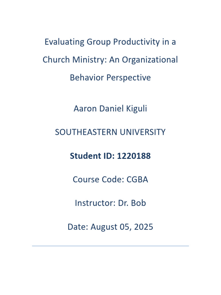 Evaluating Group Productivity in A Church Ministry - Aaron Kiguli | PDF ...