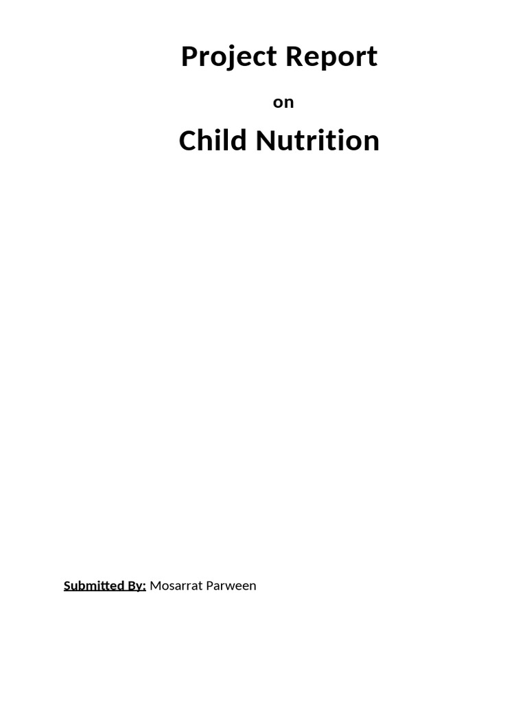 Child Nutrition Project | PDF