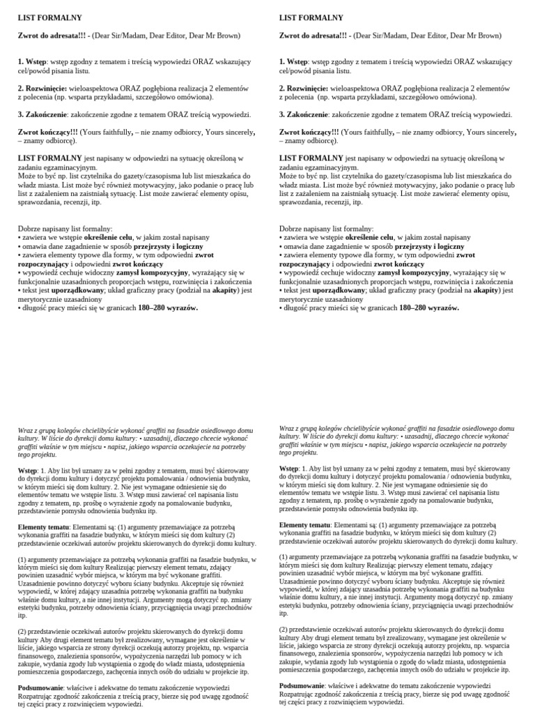 List Formalny Struktura | PDF