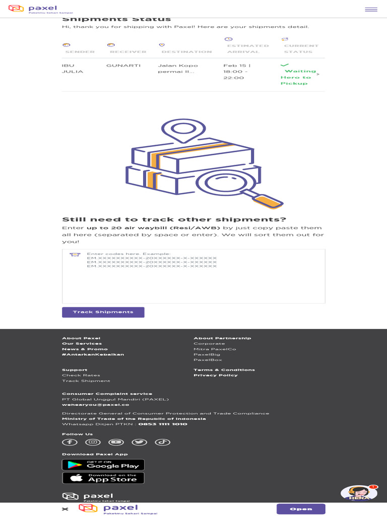 Track Shipments Paxel | PDF
