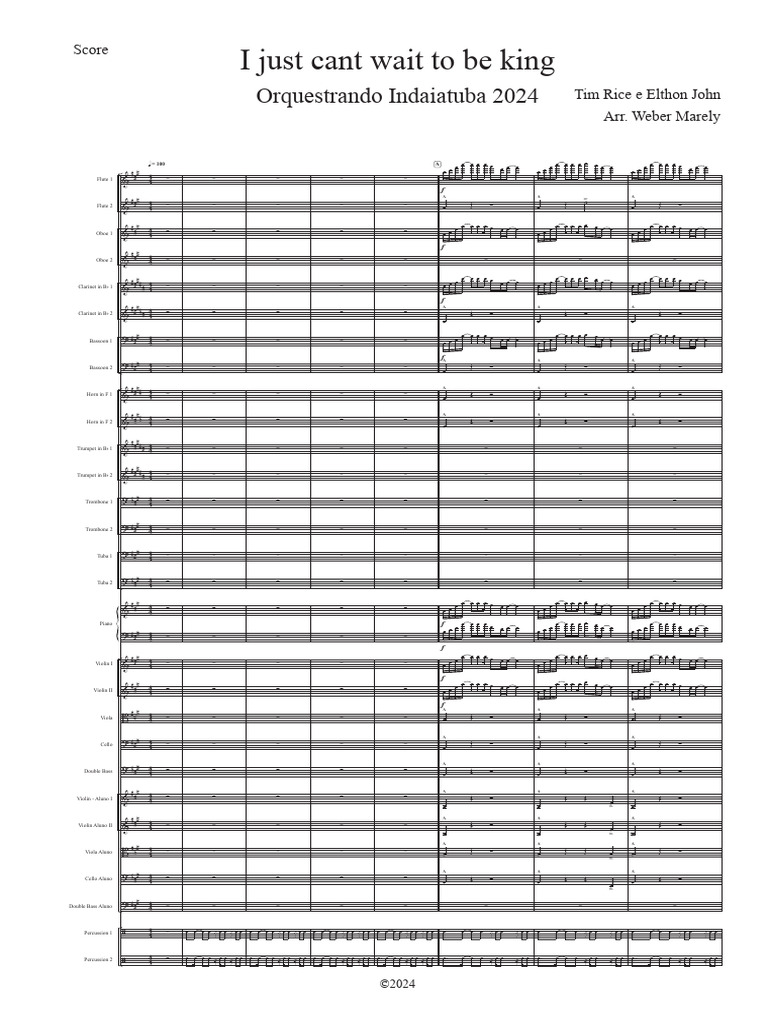 I Just Can't Wait to Be King Score | PDF | Compositions For Orchestra ...